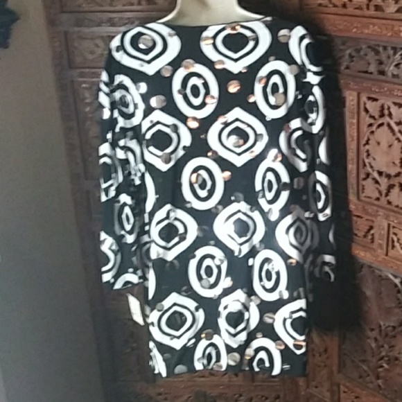 only nine | Tops | Only Nine 3x Womans Black White 34 Sl V Neck Top ...